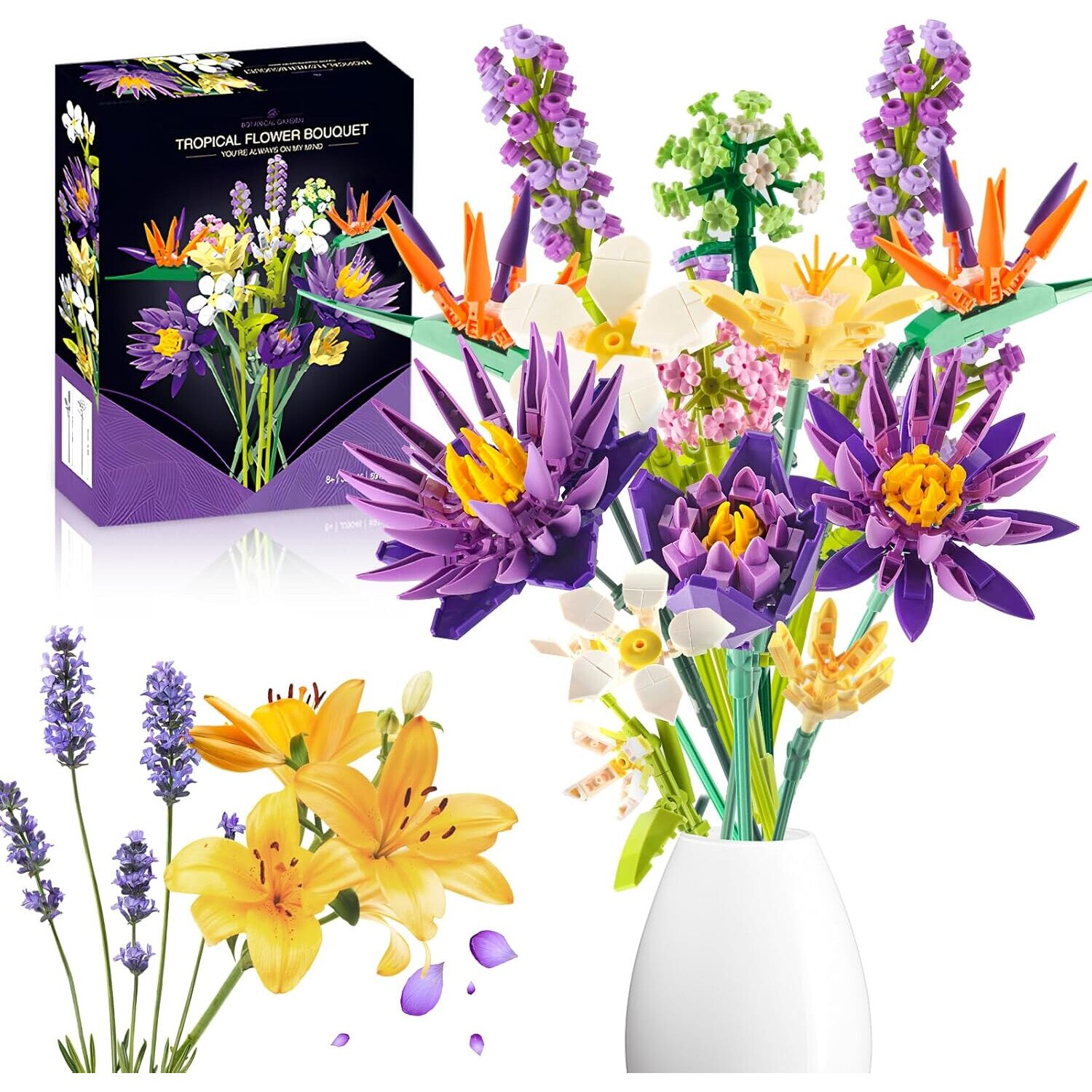 Set de blocuri de constructie buchet, Fara vaza, GOSTOCK®, obiecte si ...