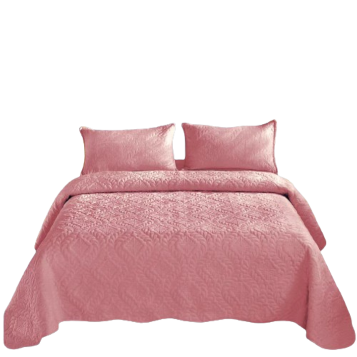 Set cuvertura catifea de pat dublu cu 2 fete perna, 3 piese, 230x250 cm ...