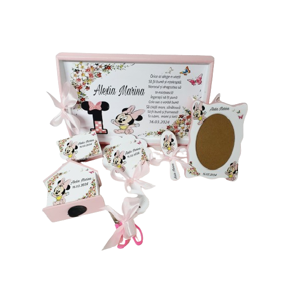 Set tava mot pentru fete, model Minnie mouse, alb - eMAG.ro
