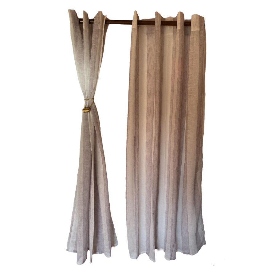 Set 2 perdele, inele, alb/gri, poliester reciclat 280 x 225 cm - eMAG.ro