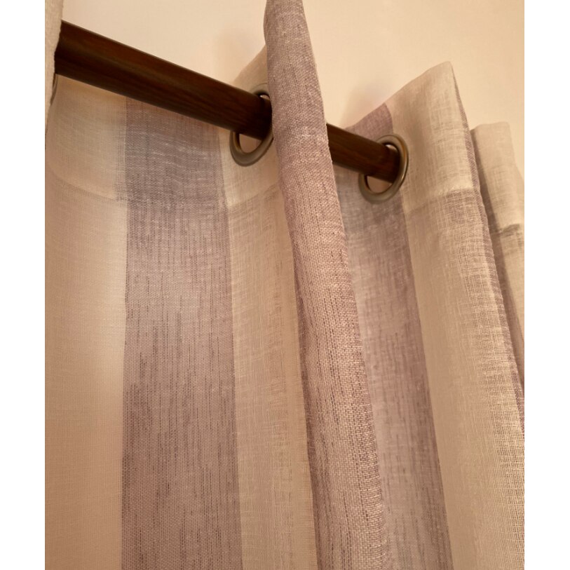 Set 2 perdele, inele, alb/gri, poliester reciclat 280 x 225 cm - eMAG.ro