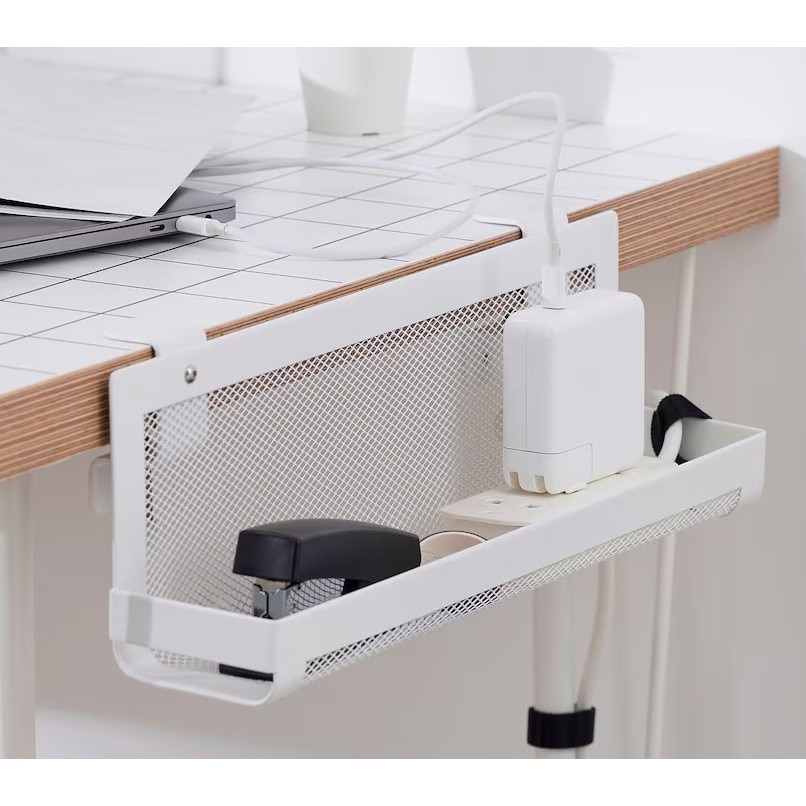 Suport organizator cabluri, multi-functional, alb, 38 cm, tava de ...