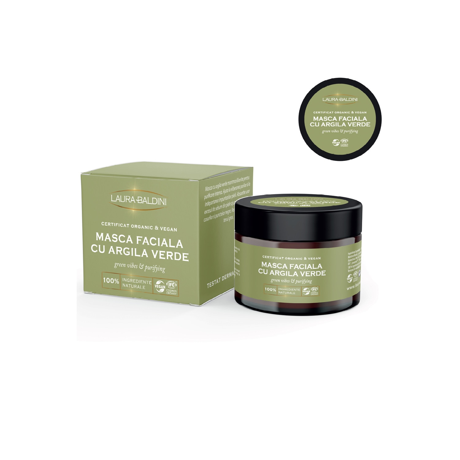 Masca faciala cu argila verde GREEN VIBES, 50ml, Laura Baldini - eMAG.ro