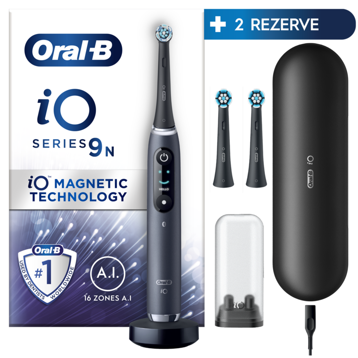 Periuta de dinti electrica Oral-B iO9 cu Tehnologie Magnetica si Micro-Vibratii 80812237 ...