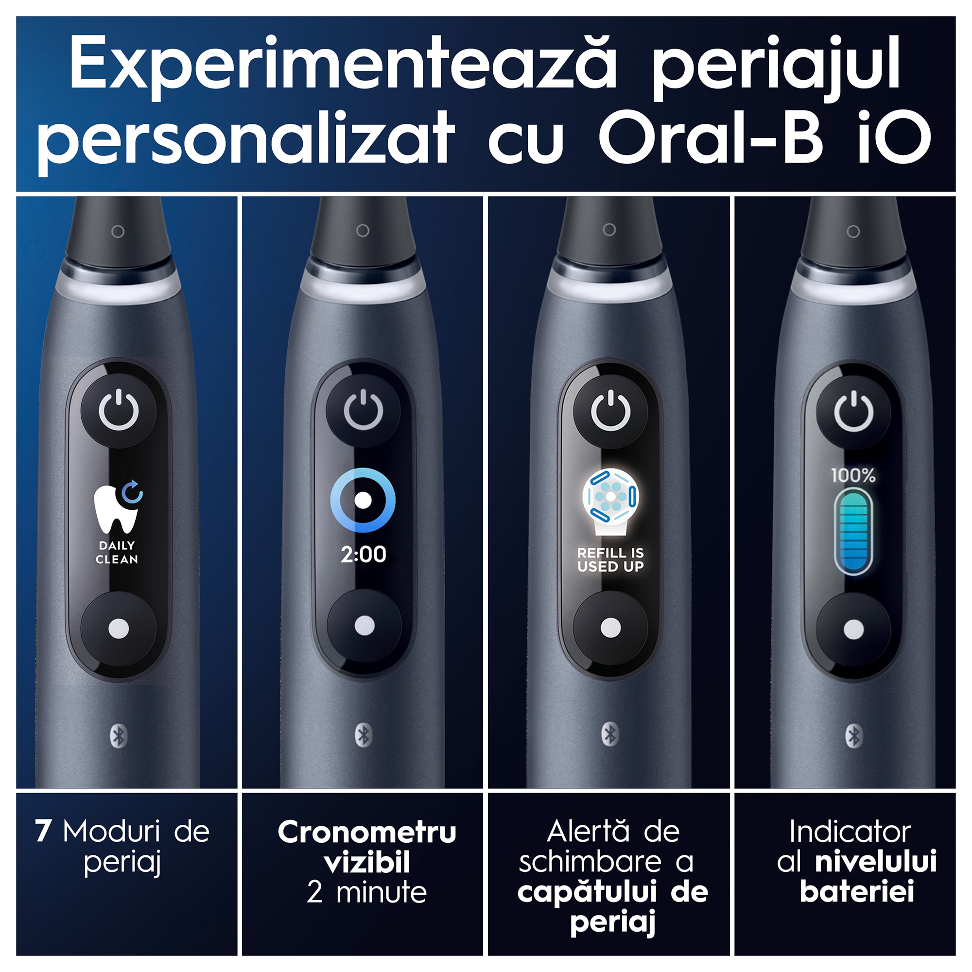 Periuta de dinti electrica Oral-B iO9 cu Tehnologie Magnetica si Micro-Vibratii 80812237 ...