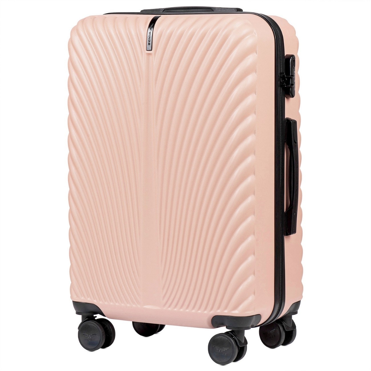 Set trolere 4 piese Wings Swan, ABS, 4 roti, cifru, roz deschis - eMAG.ro