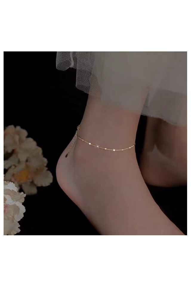 Bratara glezna picior din argint 925 Whisper aurie cu model, lungime ajustabila - eMAG.ro