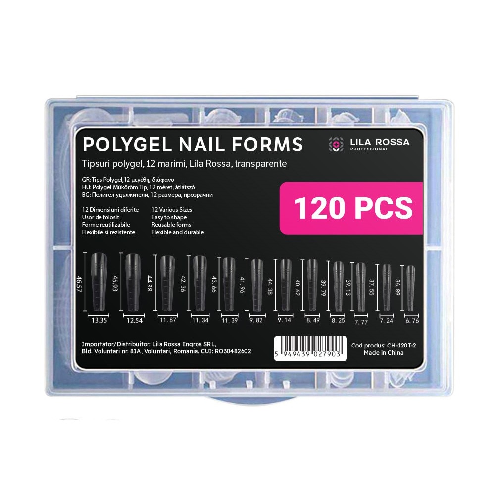 Tipsuri polygel smart refolosibile, transparente, set 120 buc, gradate ...