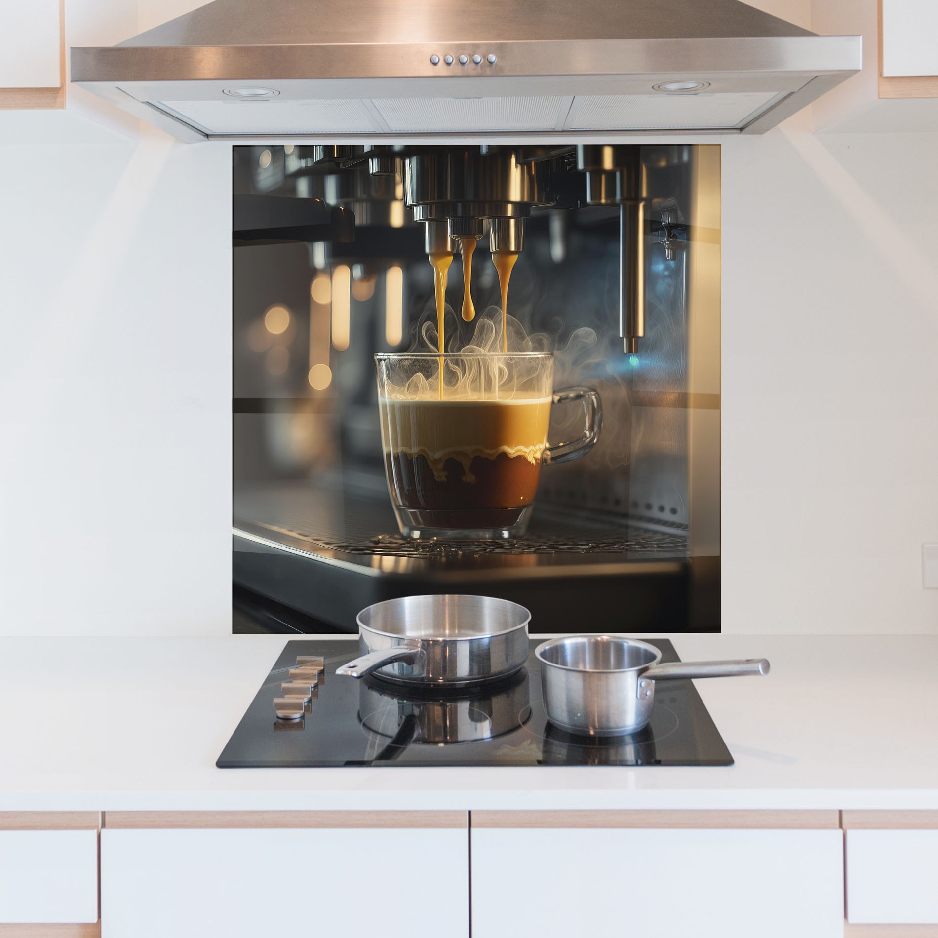 ARTHUB, Стъклен панел за кухня 60x60 cm, 5 мм закалено, Предпазител за ...