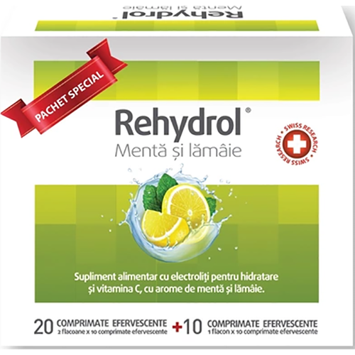 Supliment alimentar Rehydrol Menta si Lamaie, MBA Pharma, 20 cpr ...