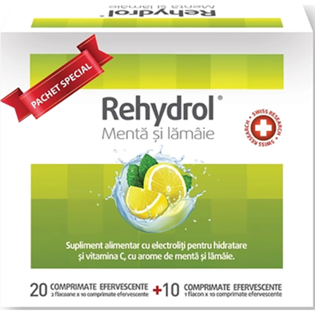 Supliment alimentar Rehydrol Menta si Lamaie, MBA Pharma, 20 cpr ...