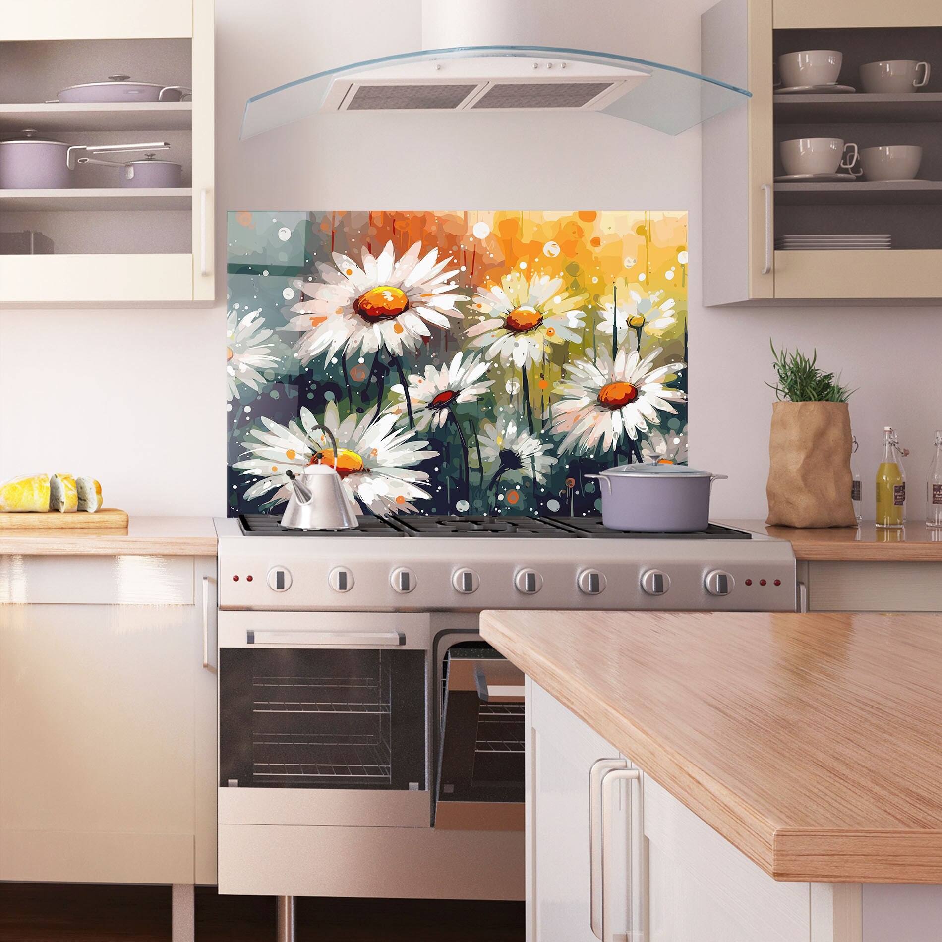 Panou Sticla Bucatarie, 70x100 cm, Protectie aragaz, Antistropi ...