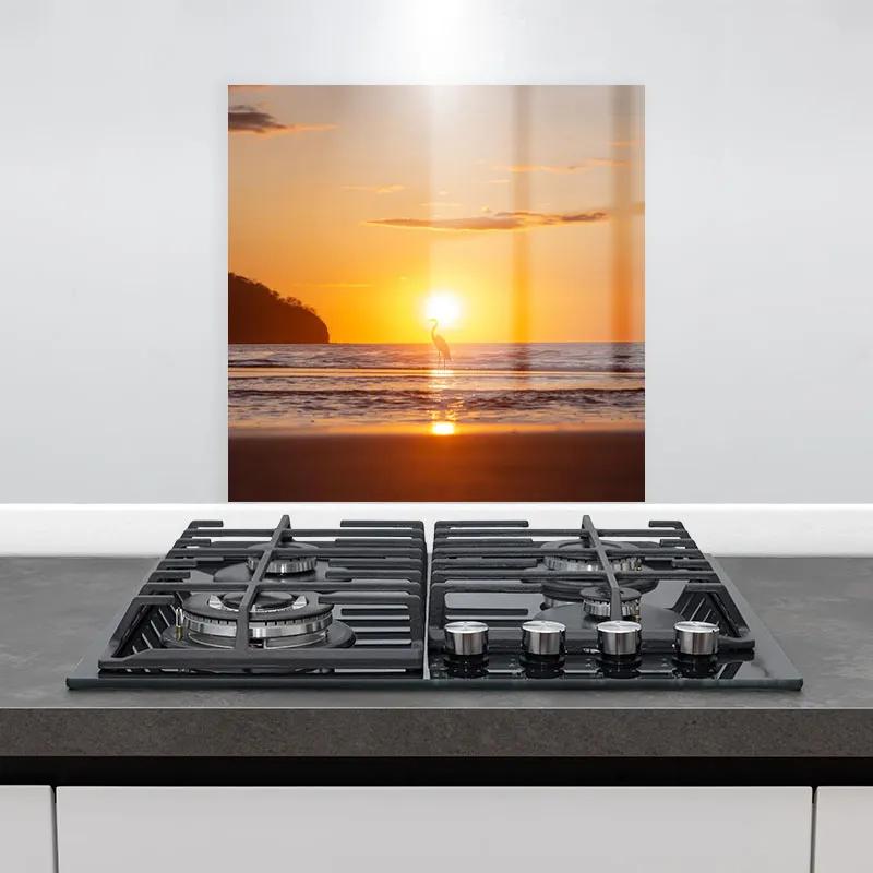 Panou Sticla Bucatarie, Sunset Bird Silhouette, 100x100 cm - eMAG.ro