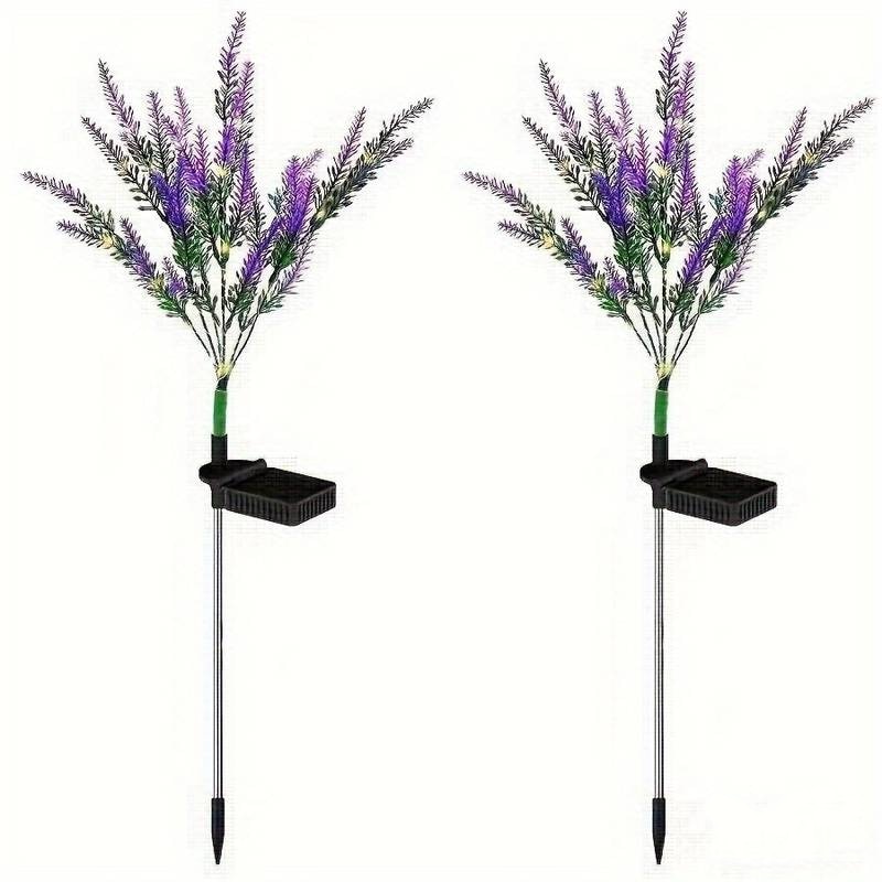 Set 2 lampi de gradina, lavanda, cu panou solar, rezistente la apa, cu ...