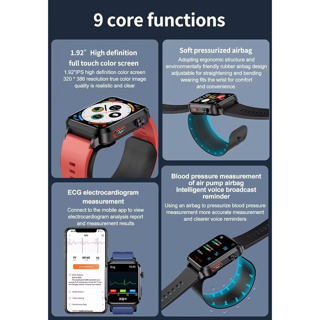 Ceas smartwatch medical, unisex, functie de monitorizare de la distanta ...