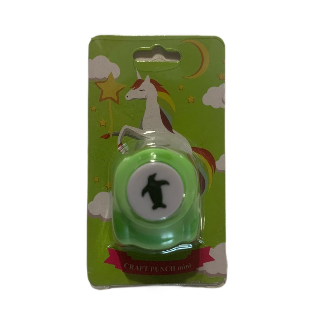 Mini perforator de hartie, culoarea verde, cu forme- pinguin - eMAG.ro