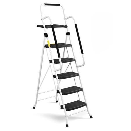 Scara cu 5 trepte si balustrade, HBTower, cu platforma pentru unelte ...