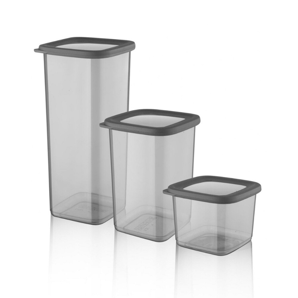 Set 12 Cutii alimente (4X500 ml, 4X1200 ml, 4X1750 ml), Antracit ...