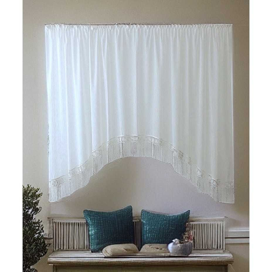 Perdea confectionata cu bolta Macrame, 185 x 300 cm, alb - eMAG.ro