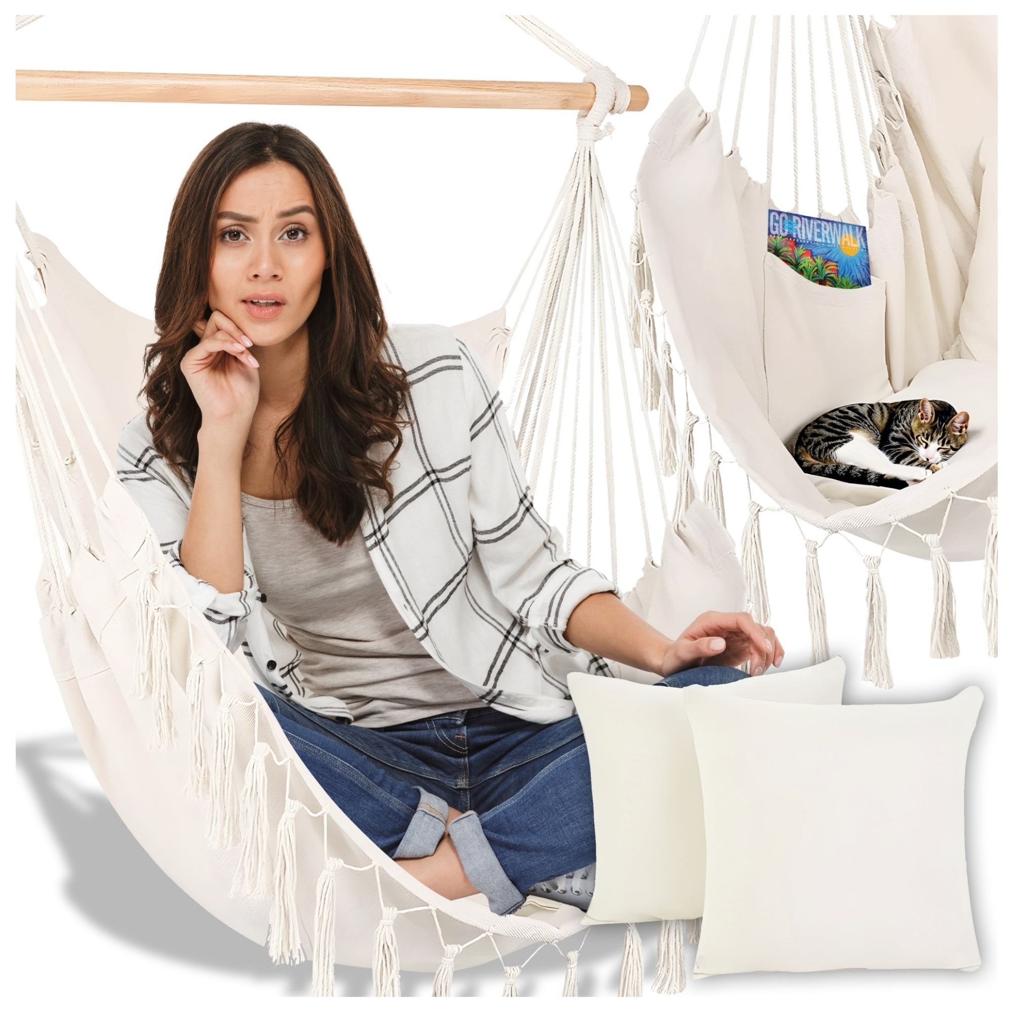 Hamac Brazilian GALAXIA® tip Scaun Suspendat XXL pentru Curte sau ...