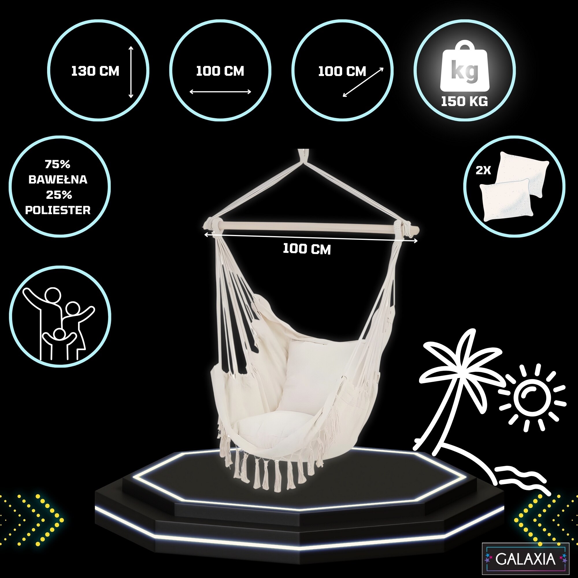 Hamac Brazilian GALAXIA® tip Scaun Suspendat XXL pentru Curte sau ...