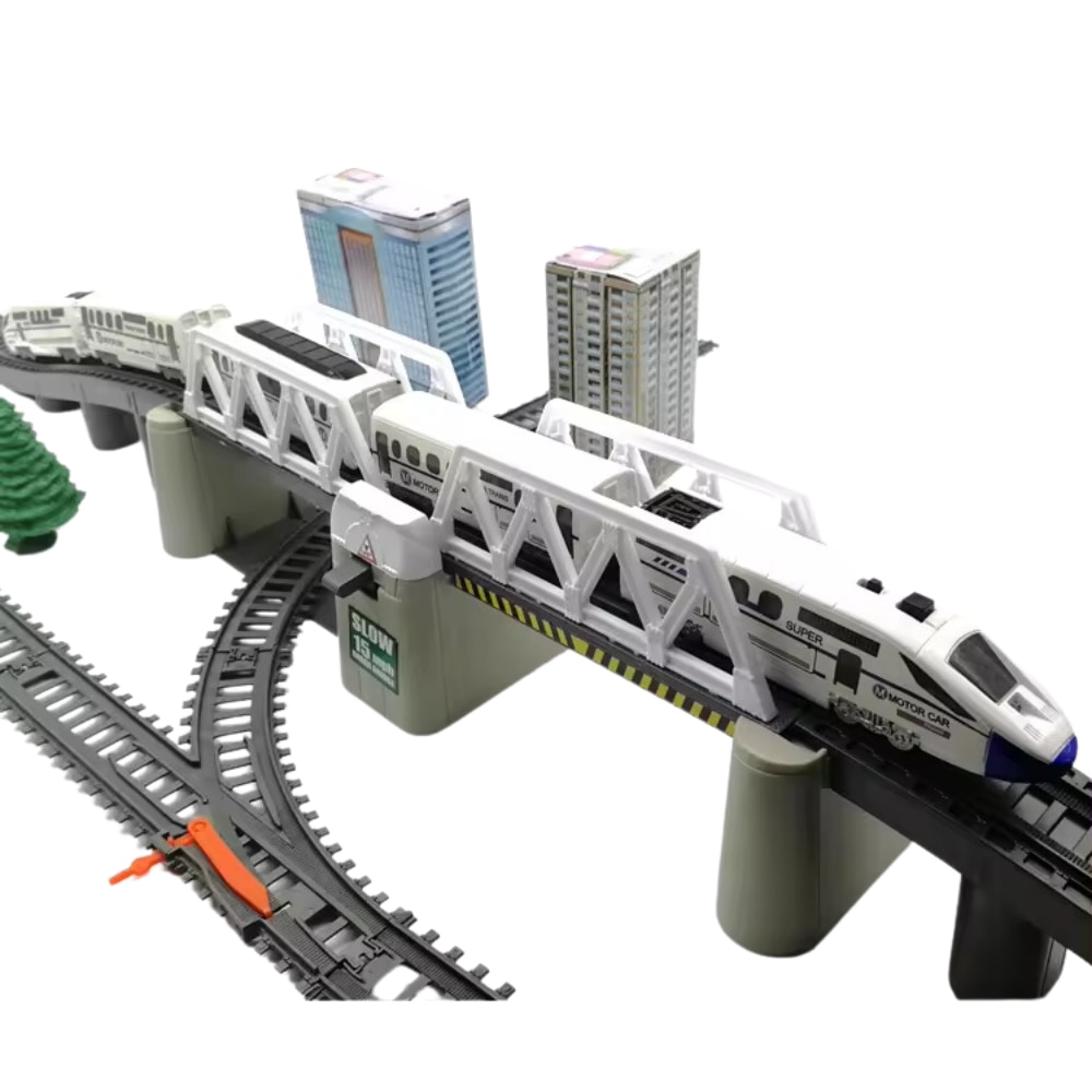 Trenulet electric cu pista, 86 de piese, sine, vagoane de pasageri si ...