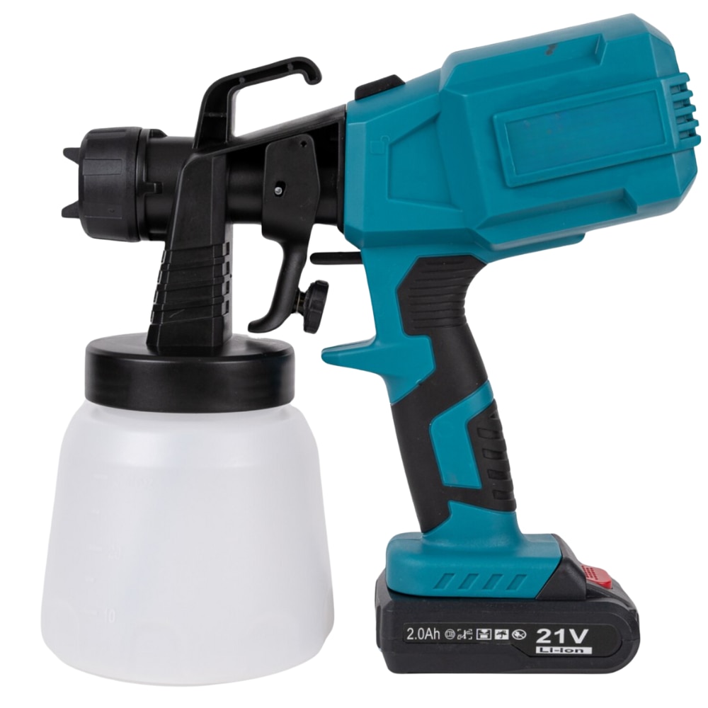 Pistol de vopsit Blasko® cu 2 Acumulatori, putere 21V 2Ah, cu rezervor ...