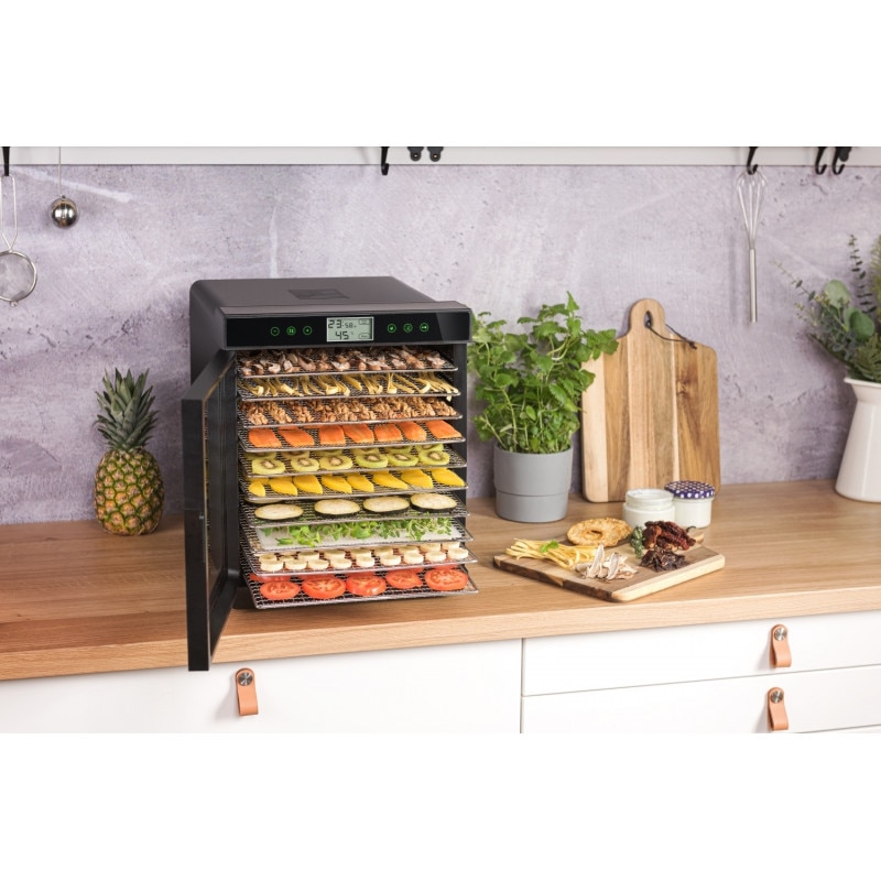 Aparat de deshidratat si uscat fructe ETA Vital Air II 2302 90000, 10 site din otel inoxidabil ...