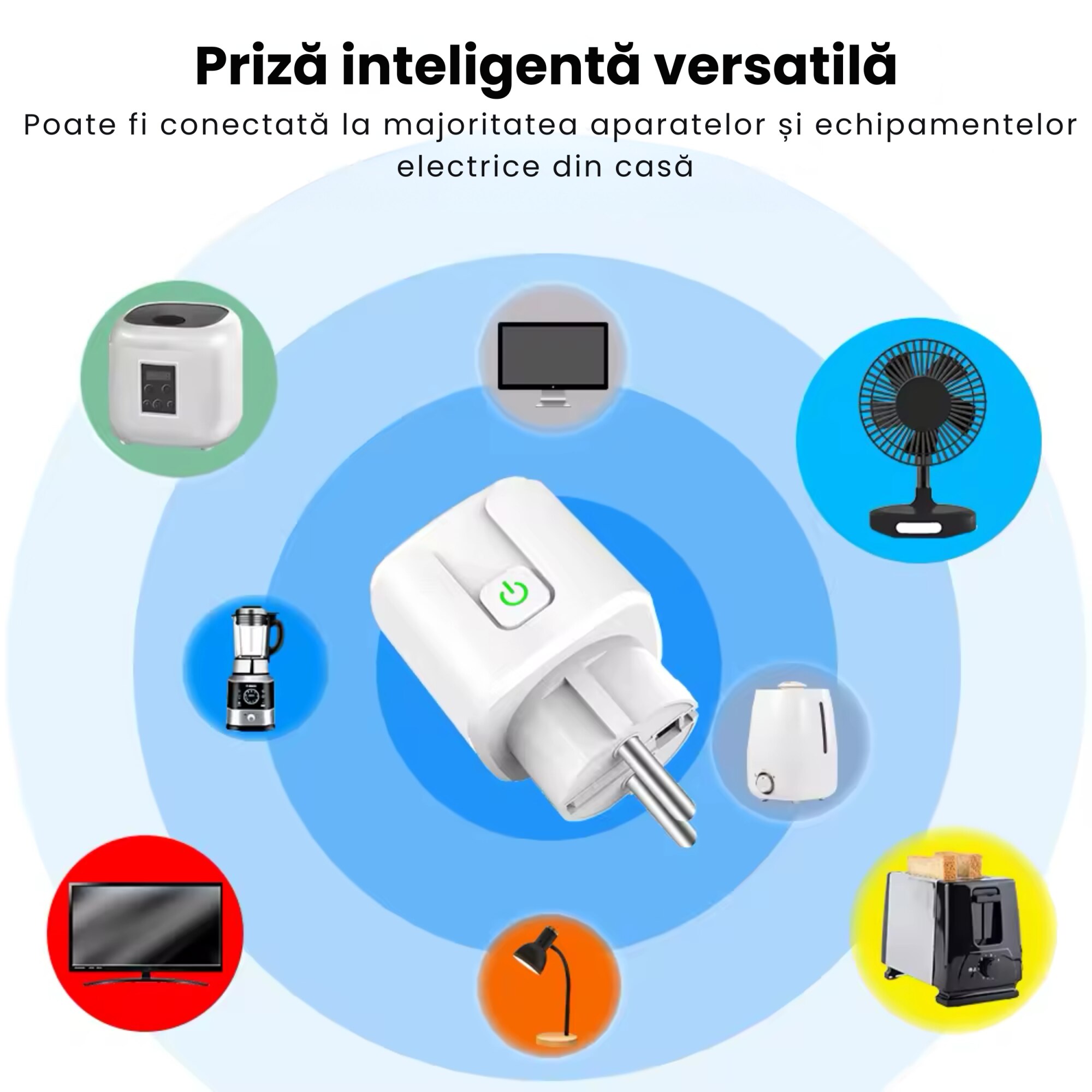 Priza inteligenta GAVIO® G20 WiFi, aplicatie mobila Tuya/SmartLife, 20A ...