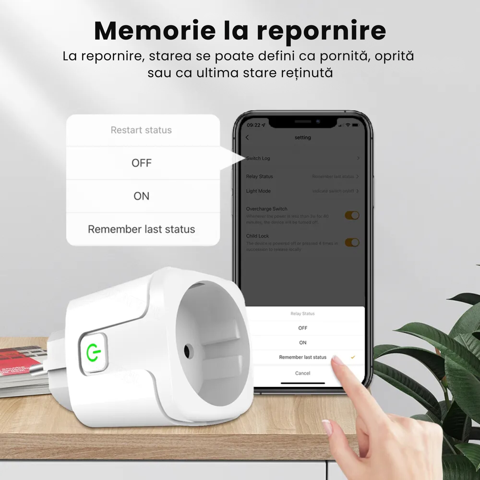 Priza inteligenta GAVIO® G20 WiFi, aplicatie mobila Tuya/SmartLife, 20A ...