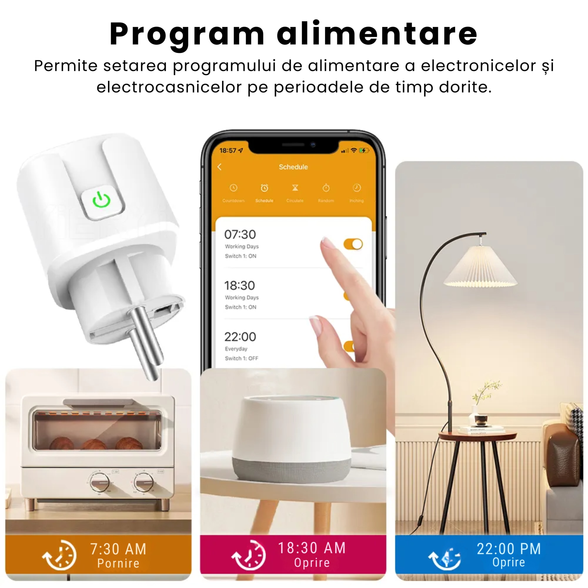Priza inteligenta GAVIO® G20 WiFi, aplicatie mobila Tuya/SmartLife, 20A ...