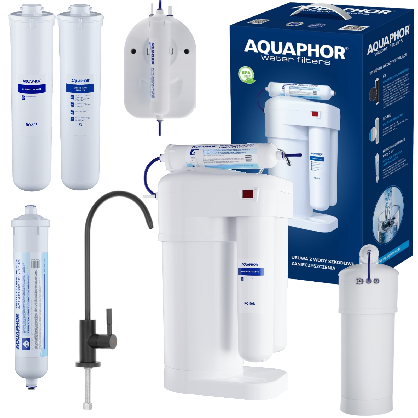 Filtru de apa Aquaphor RO-70S, cu osmoza inversa, mineralizare, robinet ...