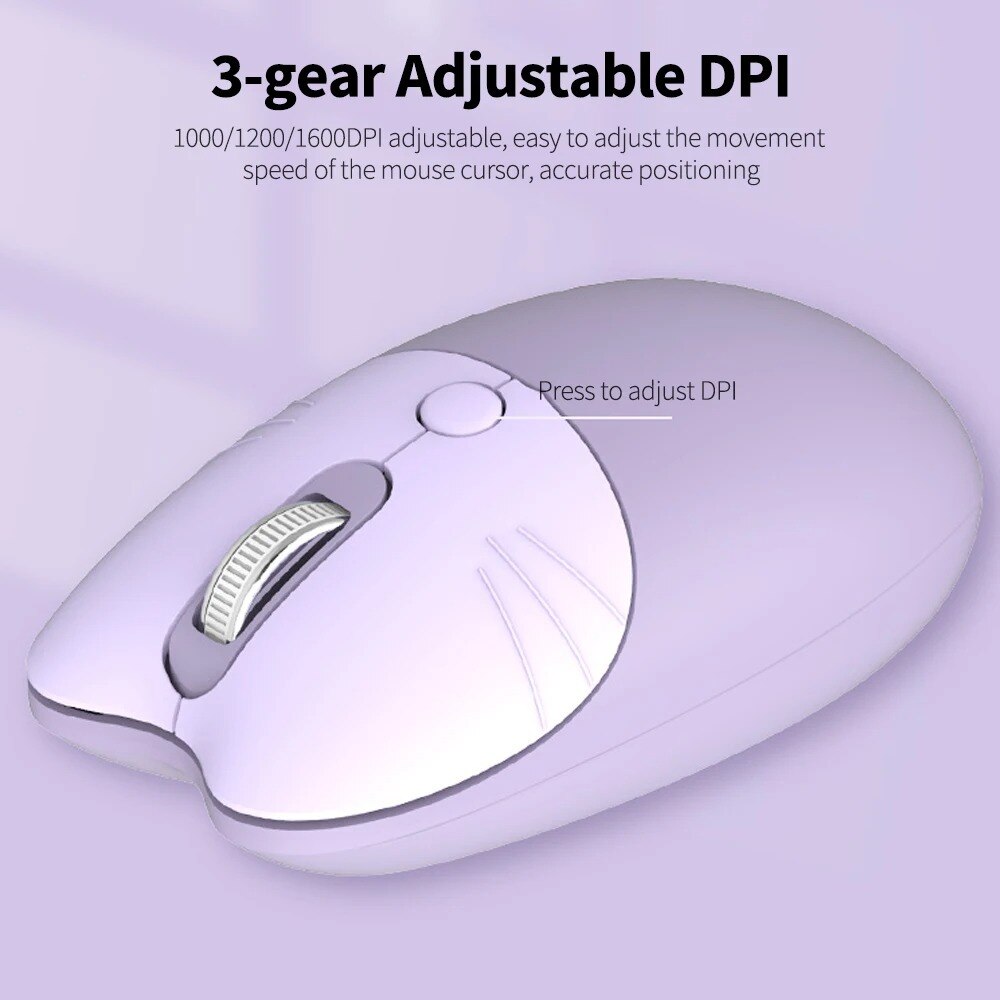 Mouse fara fir Cute Cat, silentios, ergonomic portabil cu mini receptor ...