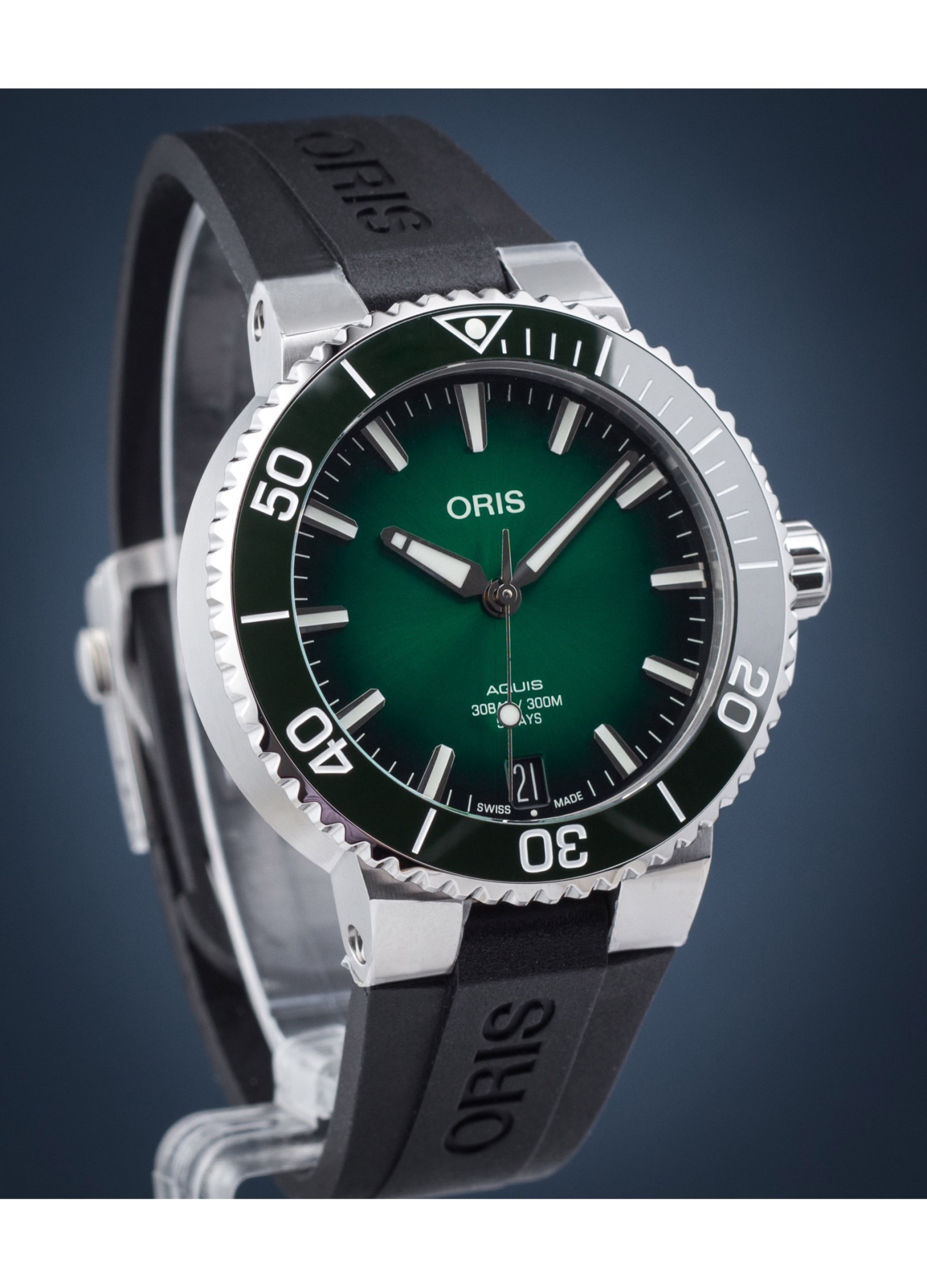Ceas Oris Aquis Date Calibre 400, Automatic, Verde, Rezistenta la apa ...