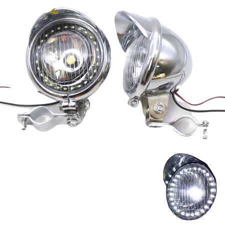 Set Faruri LED cu Lumina de Zi pentru Motocicleta, Montare pe Bara ...