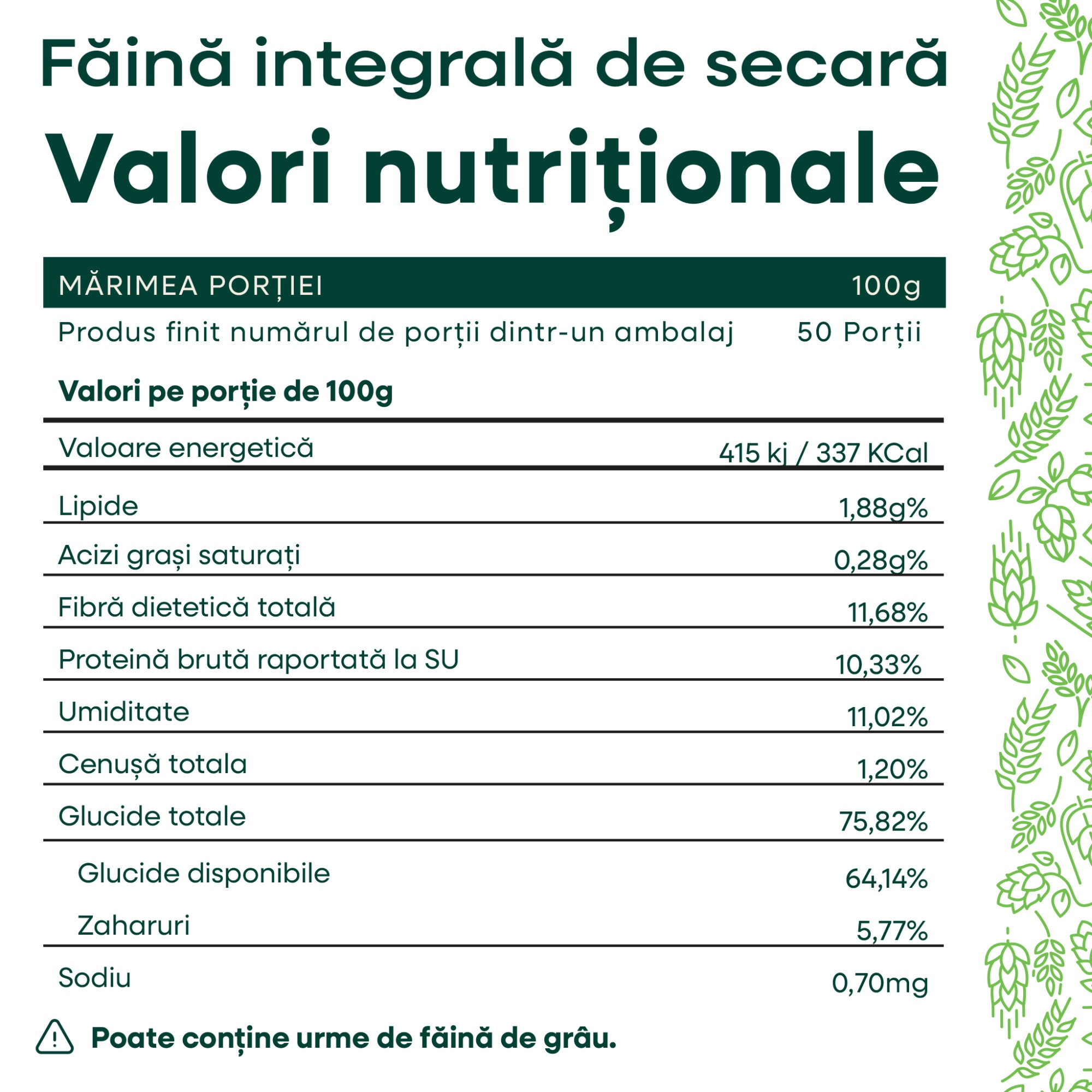 Faina integrala de secara, Biruinta Olteniei Cooperativa Agricola, 5kg ...
