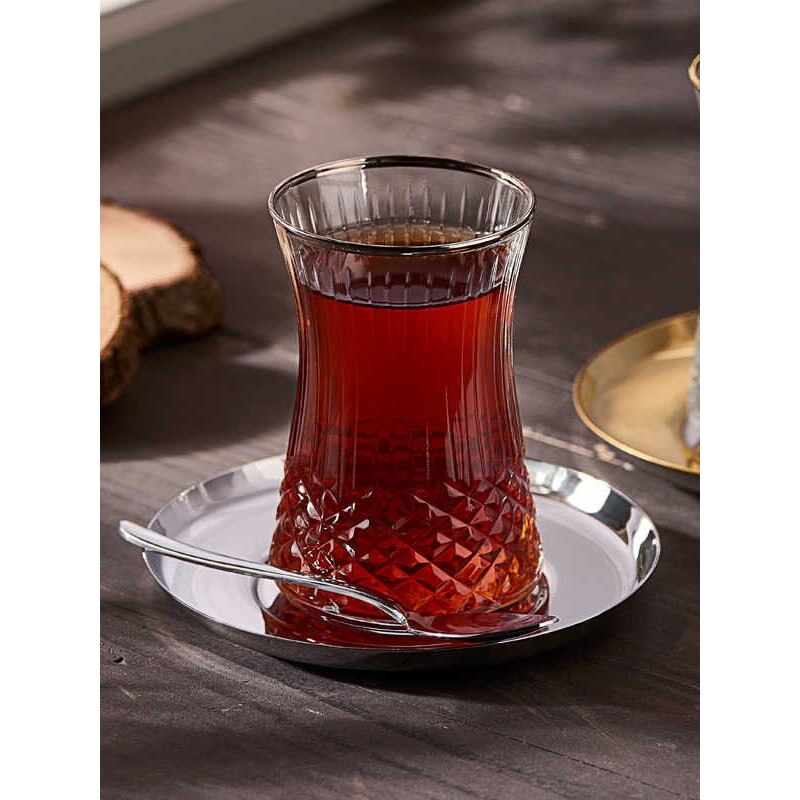 Set 6 pahare din sticla pentru ceai turcesc, Cay Bardagi, 42901, 170 CC ...