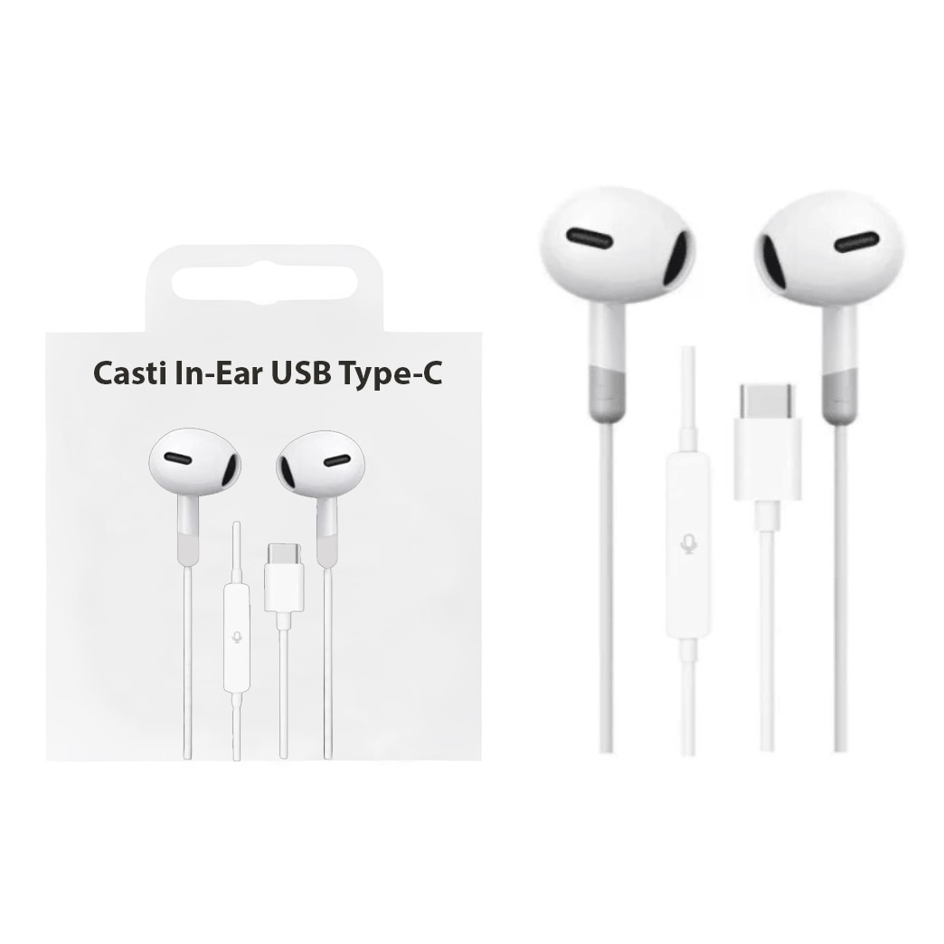 Casti Audio Premium cu fir In-Ear Conector USB Type-c microfon pe fir ...