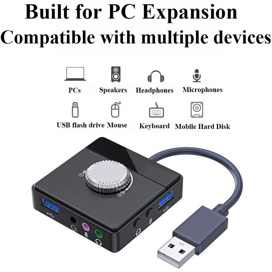 Placa de sunet externa transmisie live, JENUOS®, Plug and play, 6 in 1 ...