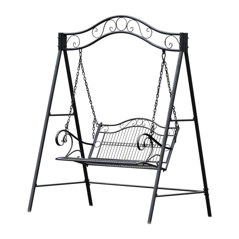 Balansoar de gradina, metal, 164x100x203 cm, Negru - eMAG.ro