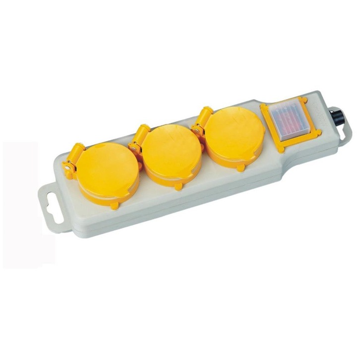 Prelungitor 3 prize cu capac si intrerupator IP44 1, 5m 3G1.5 O1 PTC ...