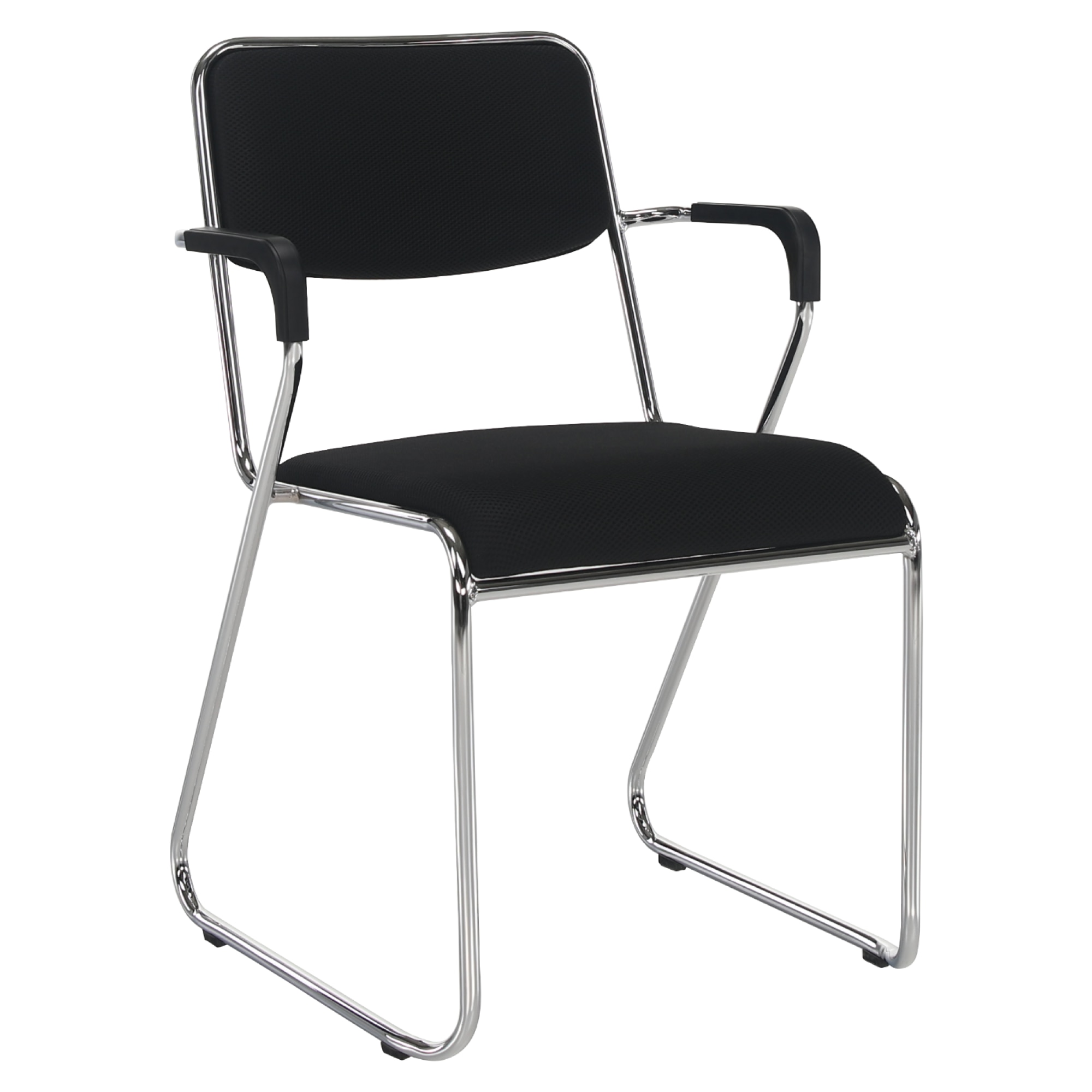 Scaun de conferinta, negru, crom, stivuibil, din metal, plastic, plasa ...