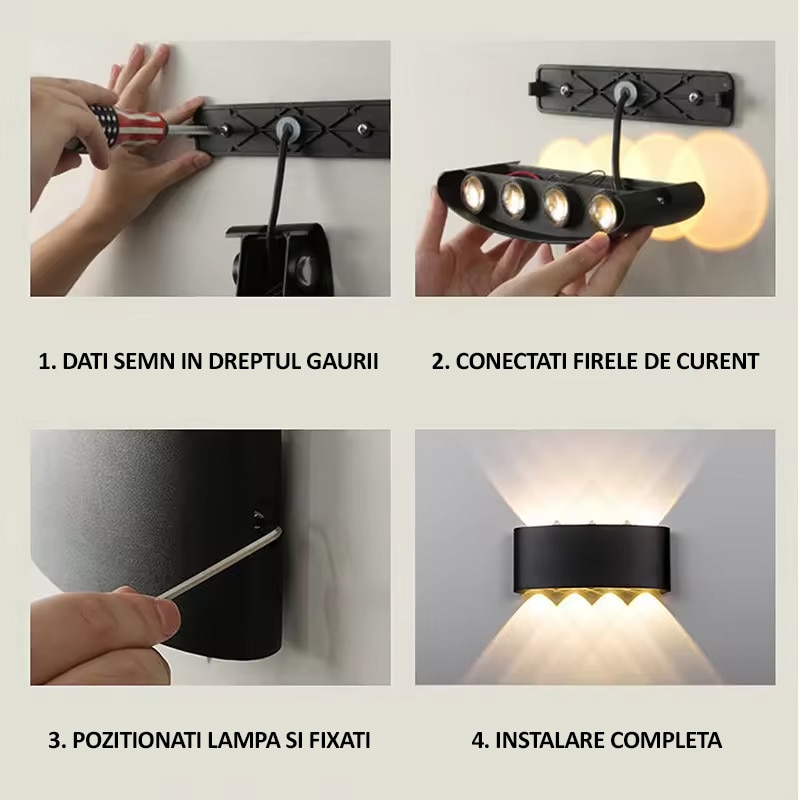 Aplica LED de perete, NEXTLY, 8 Leduri, lumina sus si jos, iluminat ...