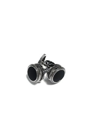 Butoni Inox rodiat, Infinity 3, Sidef Negru, Rotunzi - eMAG.ro