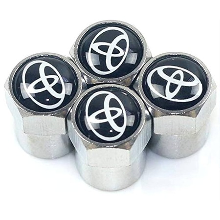 Set 4 capacele pentru ventil auto din aluminiu, Hexagon, Toyota, Argint ...