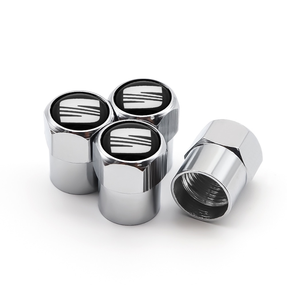 Set 4 capacele pentru ventil auto din aluminiu, Hexagon, Seat, Argintiu ...