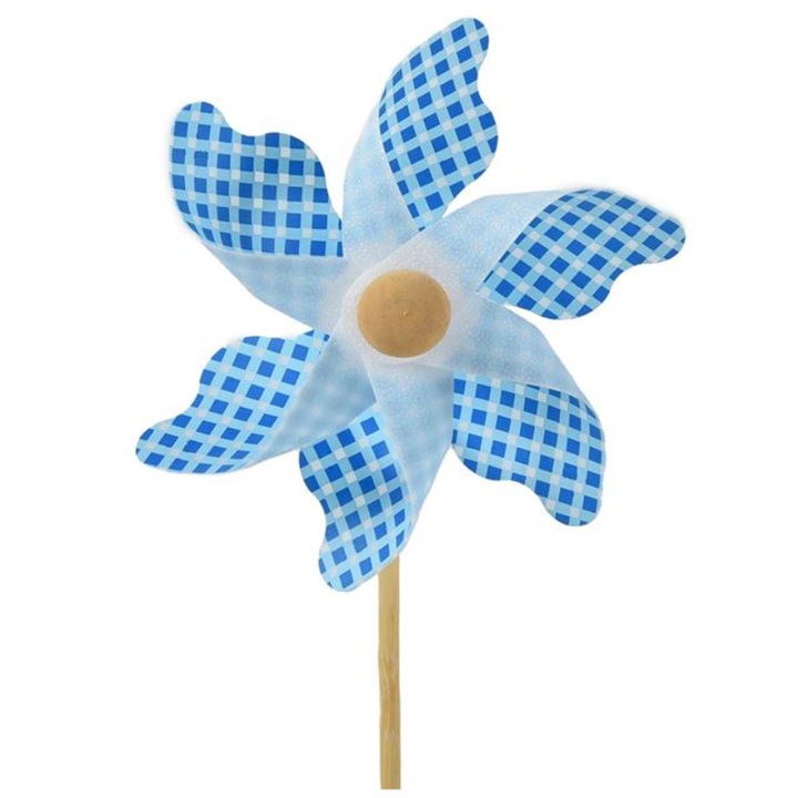 Jucarie morisca de vant, Syamag, albastra, in carouri, 27 cm - eMAG.ro
