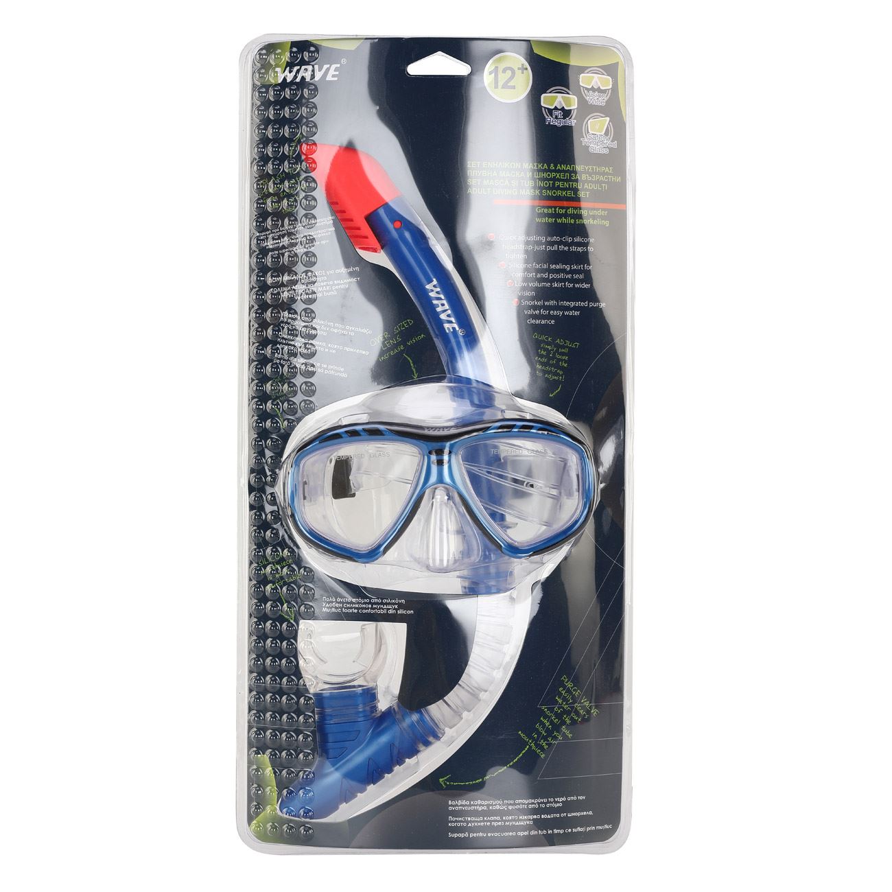 Set Masca Inot si Tub Respiratie, 12 Ani+, Albastru - eMAG.ro