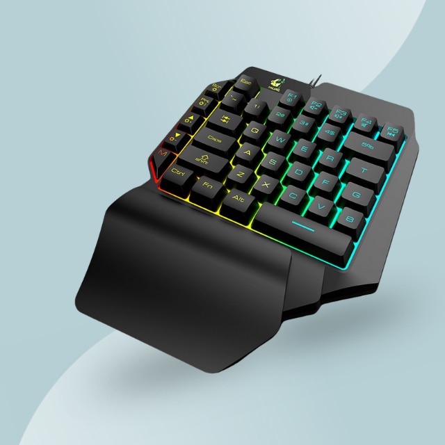 Tastatura pentru jocuri cu o singura mana MRSALES cu fir, iluminare de ...