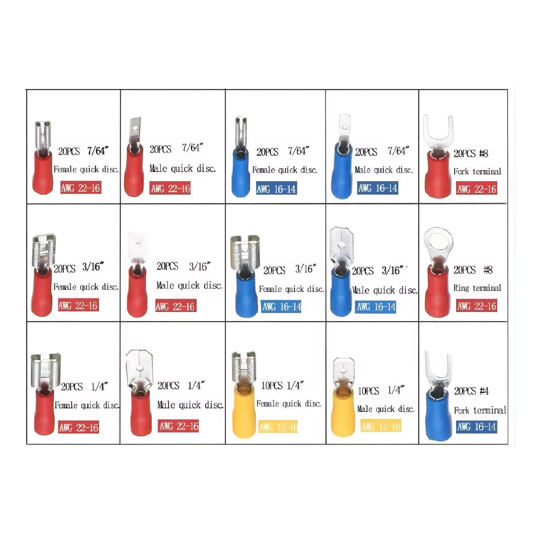 Set 280 papuci electrici, BYNOVIS®, Terminale de sertizare, Sortiment ...